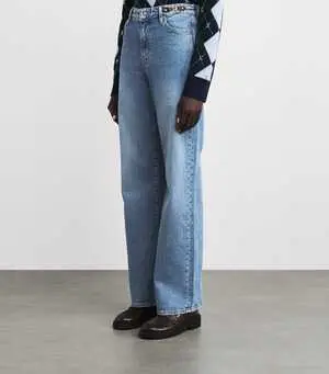 Maje Leather Buckle Wide-leg Jeans