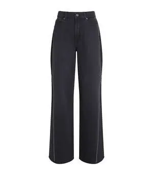 7 For All Mankind Stud Lotta High-rise Wide-leg Jeans