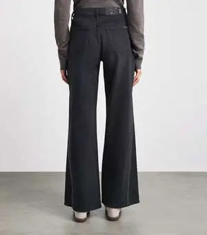 7 For All Mankind Stud Lotta High-rise Wide-leg Jeans