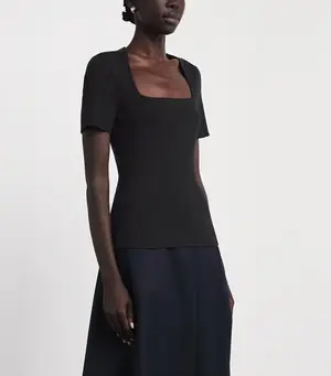 Maje Square-neck Ribbed Sweater - Black