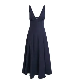 Faithfull The Brand Adalee Linen Midi Dress - Navy