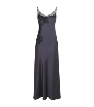 Carine Gilson Silk Long Cérès Nightdress - Grey