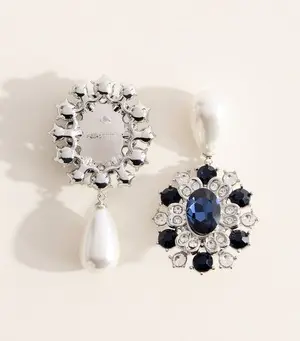 SELF-PORTRAIT Faux Pearl And Crystal Earrings
