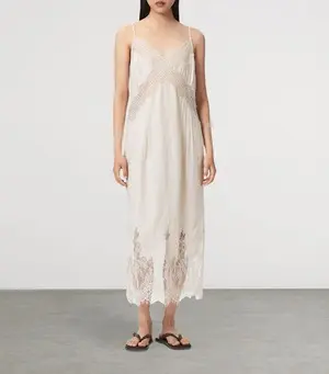 ALLSAINTS Linen And Lace Samia Midi Dress