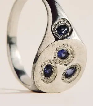 BLEUE BURNHAM Mini Sterling Chronoplast Signet Ring