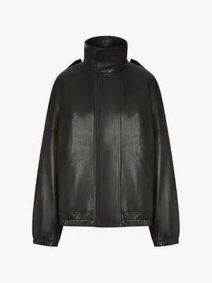 Saint Laurent High-collar Lamb Leather Jacket