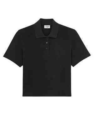 Saint Laurent Oversized 100% Cotton Polo Shirt With Embroidered Chest Logo - Nero