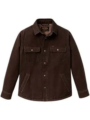 Filson Cotton Fleece-lined Classic Collar Button-front Shirt Jacket With Chest Flap Pockets - Brown