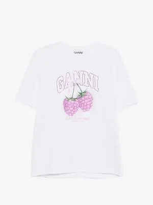 GANNI GANNI Organic Cotton Graphic T-Shirt Bianco