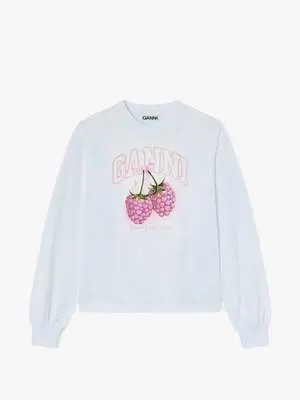 GANNI Oversized Organic Cotton Graphic T-shirt - Bianco
