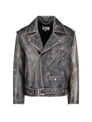 MAISON MARGIELA Distressed Leather Biker Jacket