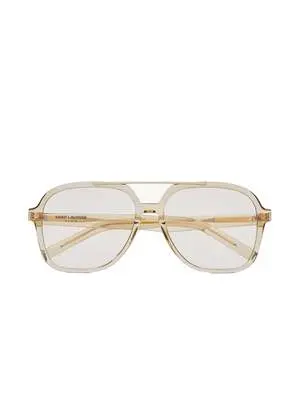 Saint Laurent Geometric Aviator Frames With Metal Bridge 58mm Lens - Bianco
