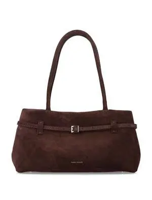 Manu Atelier Suede Shoulder Bag With Buckle Detail - Deep Brown