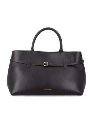 Manu Atelier Leather Tote Bag With Buckle Detail - Bitter Brown