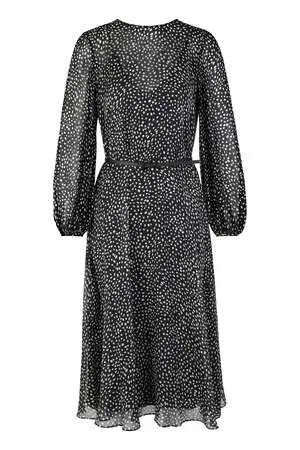 Max Mara Printed Chiffon Long Dress - Black