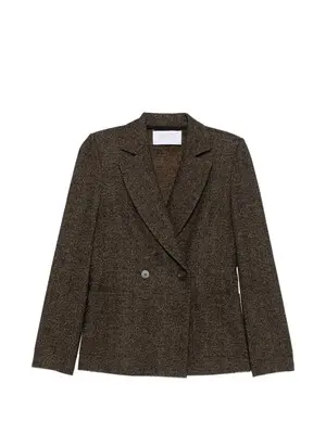 Harris Wharf London Herringbone Double-breasted Jacket - Brown