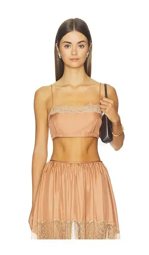 Ulla Johnson Leiko Lace Bralette In Brown - Macaroon