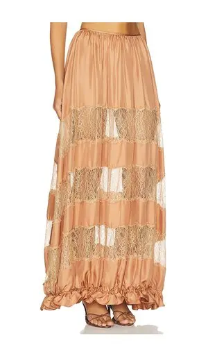 Ulla Johnson Chantal Silk Midi Skirt In Brown