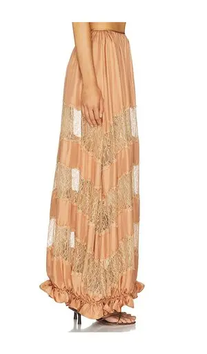 Ulla Johnson Chantal Silk Midi Skirt In Brown