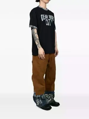 DEAR BORO Logo-print Ringer T-shirt