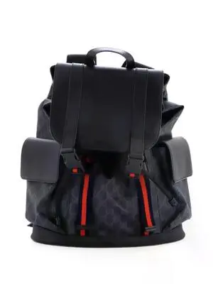 Gucci Double Pocket Buckle Gg Coated Canvas Large Backpack