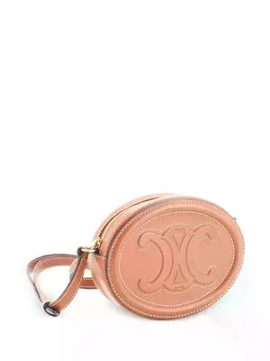 Celine Triomphe Oval Leather Mini Crossbody Bag - Brown