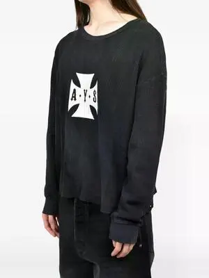 ASKYURSELF Destroyer Cross Waffle-knit T-shirt