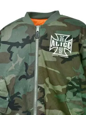 ALICE HOLLYWOOD Camouflage-print Logo-print Bomber Jacket
