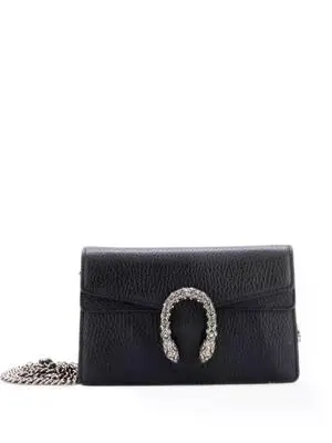 Gucci Dionysus Bag Leather Super Mini Crossbody Bag - Black