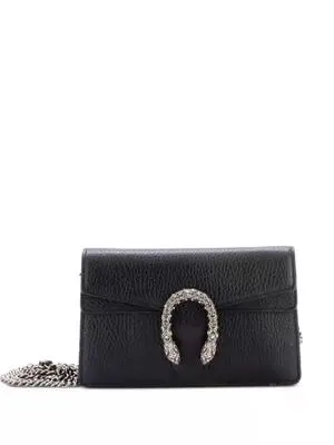 Gucci Dionysus Leather Super Mini Crossbody Bag - Black