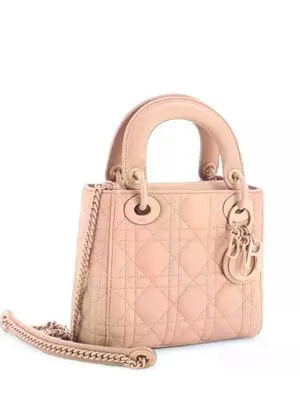Dior Ultra Matte Lady Chain Bag Cannage Quilt Calfskin Mini Shoulder Bag - Neutrals