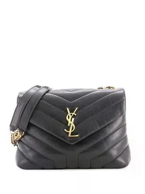 Saint Laurent Loulou Matelasse Chevron Leather Small Shoulder Bag - Black