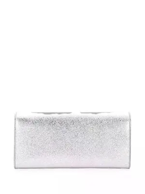 Saint Laurent Metallic Calfskin Classic Monogram Long Clutch Bag - Silver