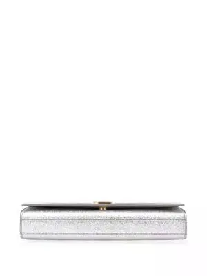 Saint Laurent Metallic Calfskin Classic Monogram Long Clutch Bag - Silver
