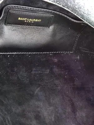 Saint Laurent Metallic Calfskin Classic Monogram Long Clutch Bag - Silver
