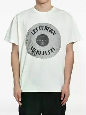 CEDARWOOD Burn Graphic-print Raw-cut T-shirt - White