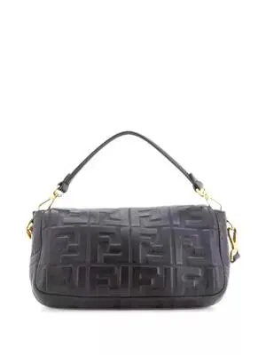Fendi Baguette Nm Bag Zucca Embossed Leather Medium Crossbody Bag