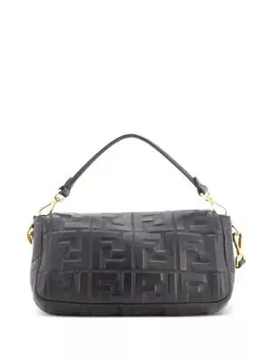 Fendi Zucca Embossed Leather Crossbody Bag - Black