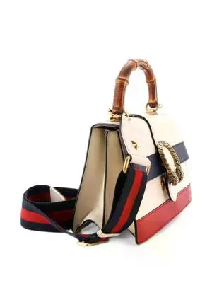 Gucci Dionysus Bamboo Top Handle Bag Colorblock Leather Medium Satchel - Red