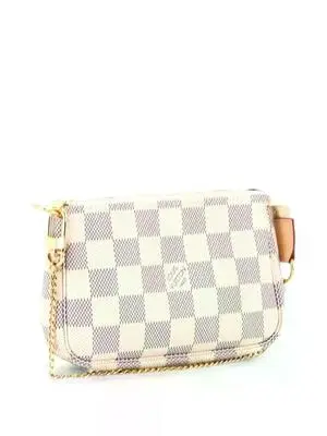 LOUIS VUITTON Damier Mini Pochette Accessoires Clutch Bag - White