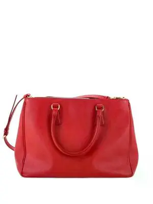 Prada Double Zip Lux Saffiano Leather Large Tote Bag - Red