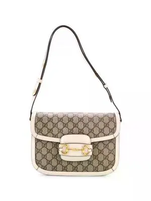 Gucci Horsebit 1955 Gg Coated Canvas With Leather Small Shoulder Bag