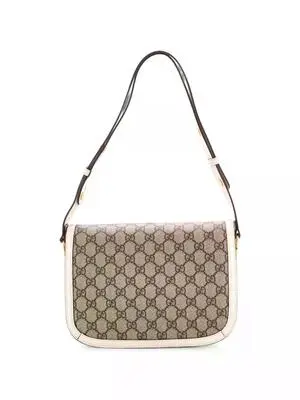 Gucci Horsebit 1955 Gg Coated Canvas With Leather Small Shoulder Bag