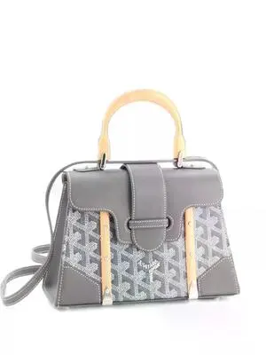 Goyard Structured Saigon Top Handle Coated Canvas With Leather Mini Satchel