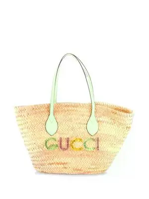Gucci Small Open Woven Raffia Tote Bag