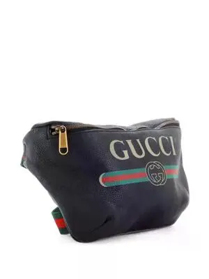 Gucci Logo Printed Leather Medium Belt Bag - Black