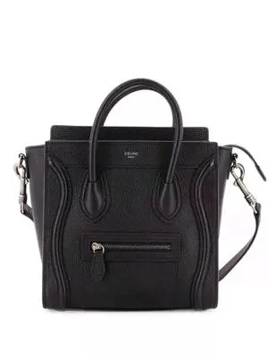 Celine Luggage Bag Grainy Leather Nano Crossbody Bag - Black