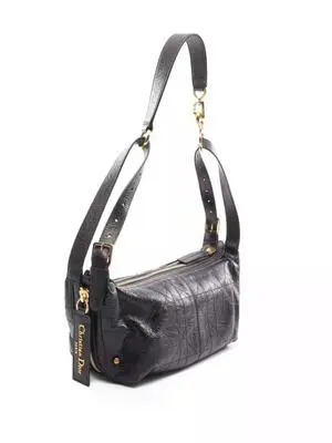 Dior Crinkled Calfskin Macrocannage D-journey Shoulder Bag - Black