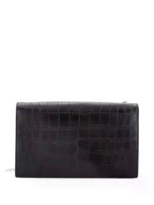 Saint Laurent Classic Monogram Tassel Crocodile Embossed Leather Medium Crossbody Bag