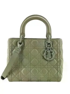Dior Ultra Matte Lady Bag Cannage Quilt Calfskin Medium Satchel - Green